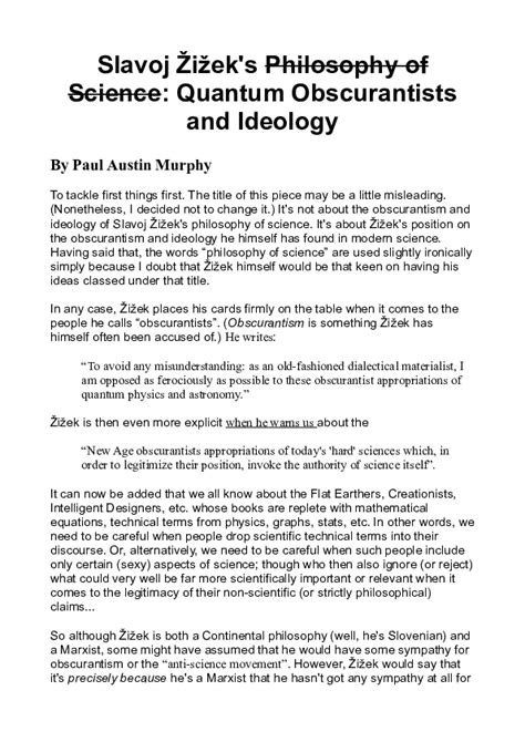 Doc Slavoj Žižeks Philosophy Of Science Quantum Obscurantists And