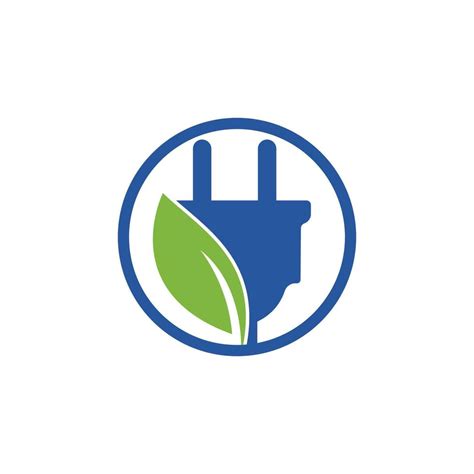 Green Energy Electricity Logo Concept Electric Plug Icon With Leaf