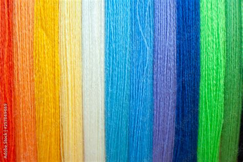 Many Multi Colored Yarn Strings For Design Background Texture Of