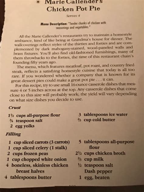 Marie Callenders Chicken Pot Pie Recipe