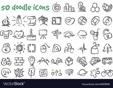 Doodle Icons Set Royalty Free Vector Image Vectorstock