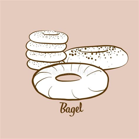 Hand Drawn Bagel Bread Illustration Stock Vector Illustration Of