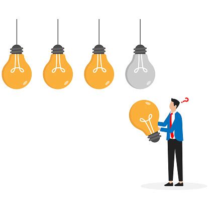 Happy Genius Young Man Holding Light Bulb The Concept Of Generation Of
