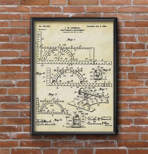 Draftsman Instrument Patent Poster Print 1900