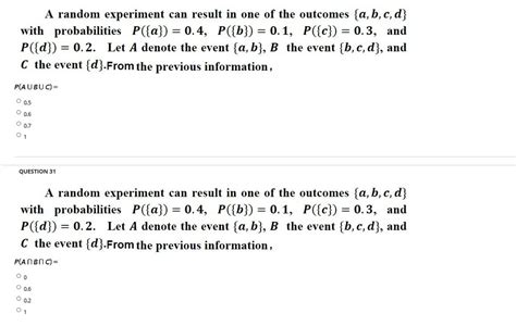 solved a random experiment can result in one of the outcomes