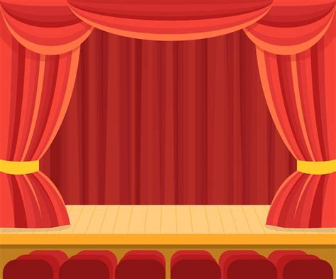 Premium Vector Theater Scene With A Red Curtain For Presentation
