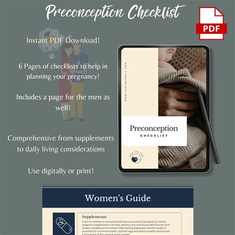 Preconception Checklist Etsy