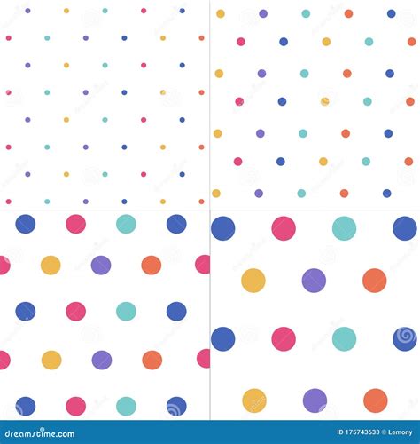 Seamless Patterns Polka Dot Set Stock Vector Illustration Of Element Graphic 175743633