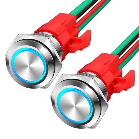Daiertek 16mm Led Push Button Switch High Head 12v 20a Heavy Duty Metal