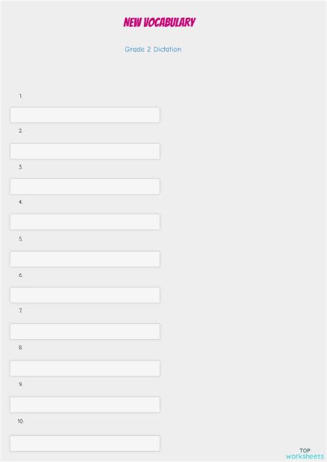 Grade 2 Dictation Interactive Worksheet Topworksheets