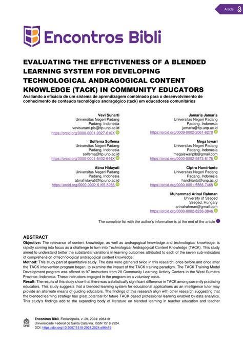 Pdf Evaluating The Effectiveness Of A Blended Learning System For