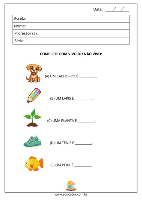 Atividades Sobre Seres Vivos E Não Vivos Para Imprimir Educador