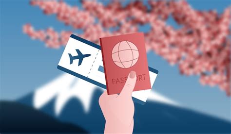 Premium Vector A Hand With A Passport And A Ticket Backdrop Of A