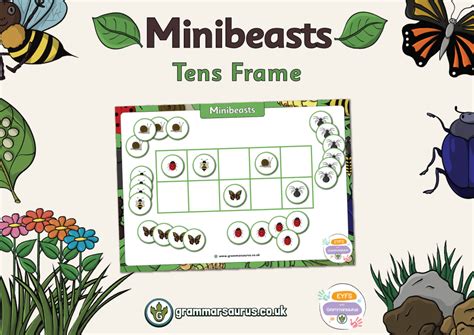Eyfs Minibeasts Tens Frame Grammarsaurus
