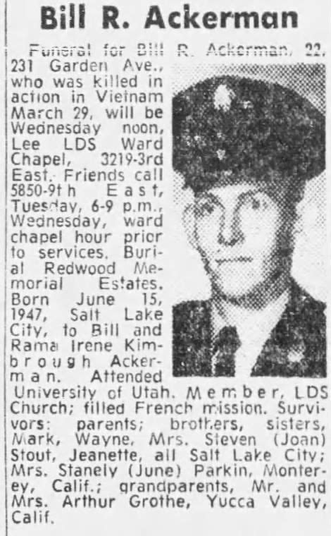 Cpl Bill R Ackerman 1947 1970 Find A Grave Memorial