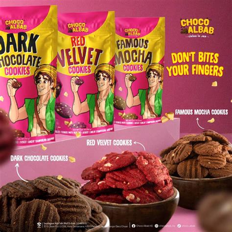 Choco Albab Cookies With Almond Dark Chocolate Famous Mocha Red Velvet