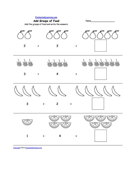 Fruits And Vegetables Math Worksheets