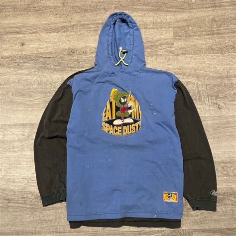 Vintage 1993 Looney Tunes Marvin The Martian Space Dust Hoodie Sweatsh
