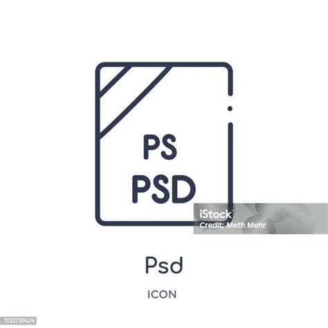 파일 형식 개요 모음에서 선형 Psd 아이콘입니다 얇은 라인 Psd 벡터 흰색 배경에 고립입니다 Psd 유행 그림 0명에 대한
