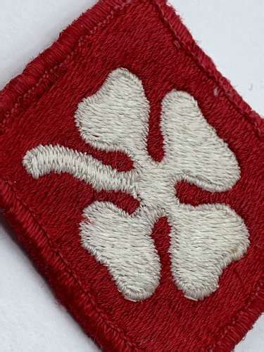 Ww2 United States 4th Army Shoulder Insignia Patch 4 Leaf Clover