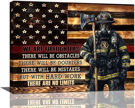 Aefer Retro Firefighter Wall Art Firefighter Wall Decor Motivational