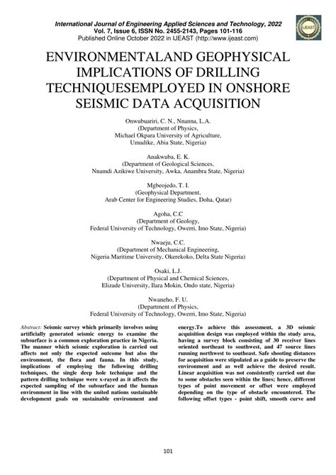 Pdf Environmental And Geophysical Implications Of Drilling Techniques