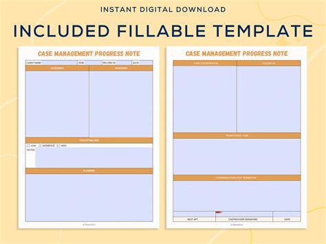 Case Manager Progress Notes Fillable Printable And Editable Form