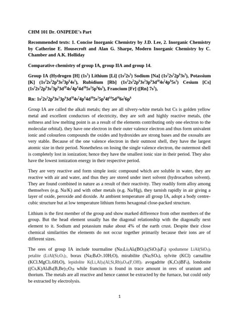 Chm 101 Dr Onipede 2024 Pdf Chemical Bond Hydroxide