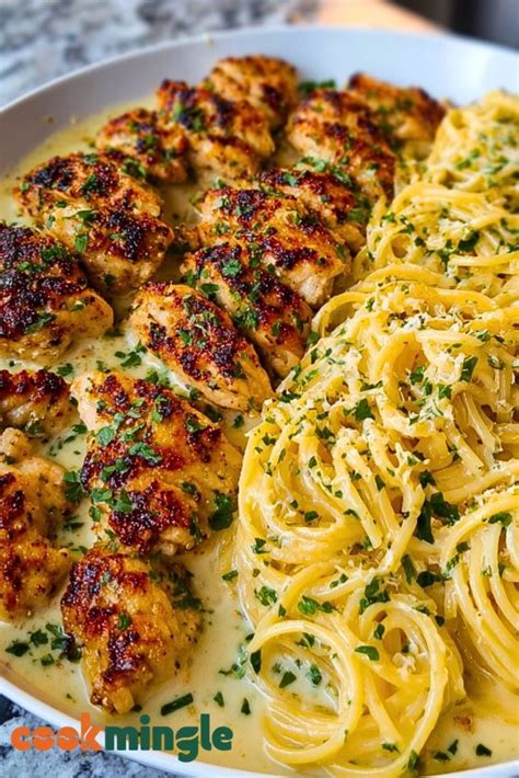 Creamy Garlic Parmesan Chicken With Cheesy Spaghetti Cook Mingle