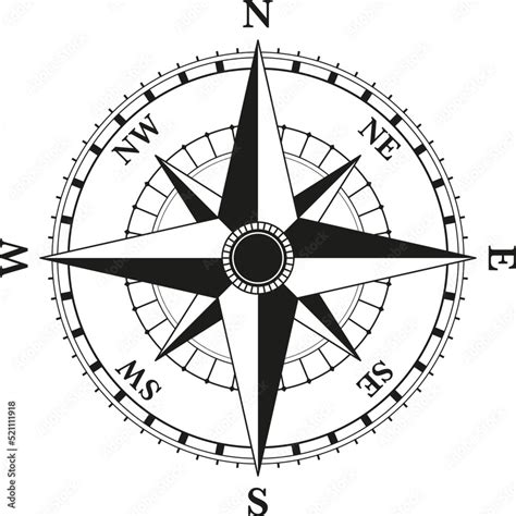 Compass Wind Rose Vector Illustration On A White Background Art Design