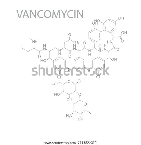 Vancomycin Chemical Molecular Skeletal Formula Vector Stok Vektör