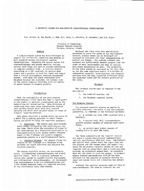 A Reporting System For Non Invasive Cadiovascular Investigations Ieee