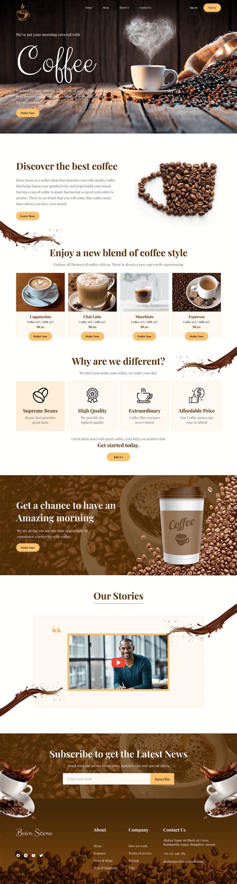 coffee landing page on behance
