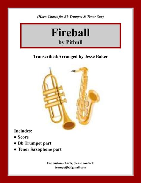 Fireball Arr Jesse Baker By Pitbull Feat John Ryan Sheet Music For
