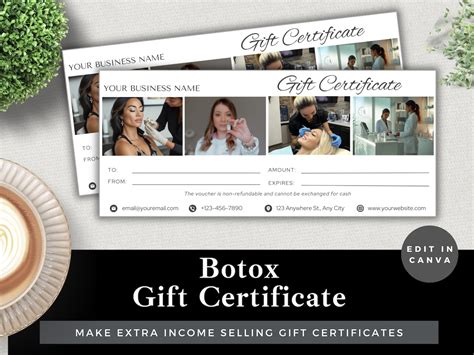 Editable Botox T Certificate Template Instant Download Canva