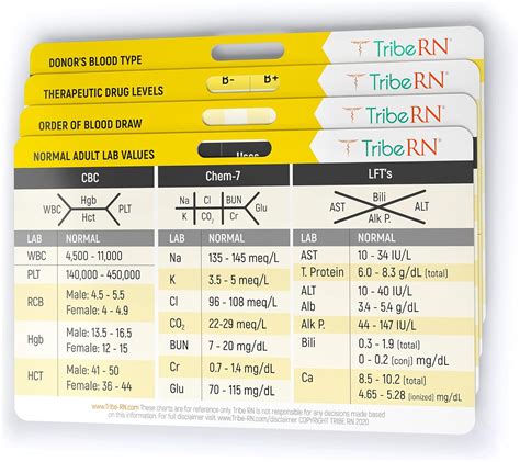 Essential Nursing Lab Values Badge Set With Reference Cards For