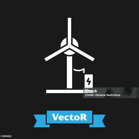 白色風力渦輪機圖示隔離在黑色背景上風力發電機標誌用於發電的風車 向量插圖向量圖形及更多再生能源圖片 再生能源 塔 大自然 Istock