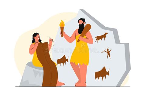 Primitive People Vector Concept Stock Illustration Illustration Of