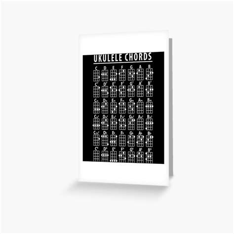 Ukulele Chords Chart Gcea Tuning Uke Notes Greeting Card For Sale By