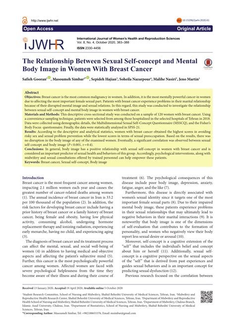 Pdf The Relationship Between Sexual Self Concept And Mental Body