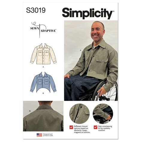 New Simplicity Sewn Adaptive Unisex Shacket Jacket Sewing Pattern