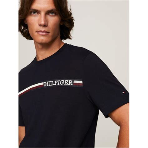 Tommy Hilfiger Monotype Chest Stripe Tee Men Regular Fit T Shirts
