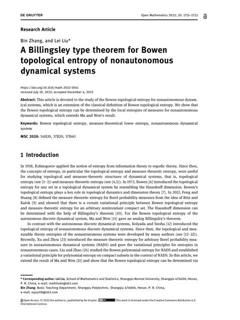 Pdf A Billingsley Type Theorem For Bowen Topological Entropy Of