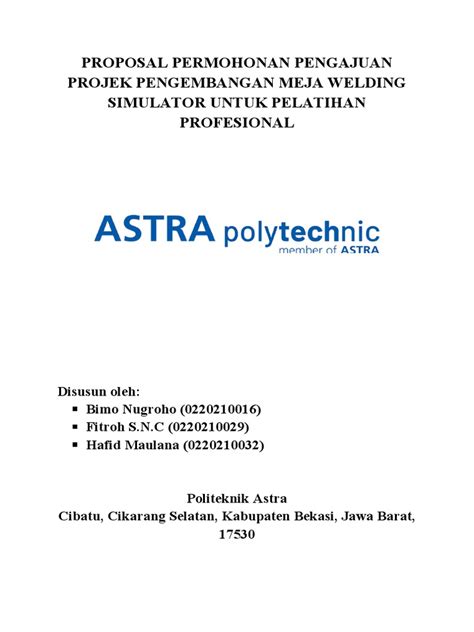 Proposal Permohonan Pengajuan Projek Pengembangan Meja Welding