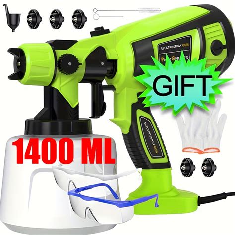 800w 1400ml Hvlp Spray Gun 5 Nozzles And 2 Pairs Of Protective Gogglesaluminum Spray Can