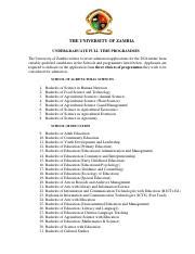 Explore Undergraduate Programs At The University Of Zambia For Course