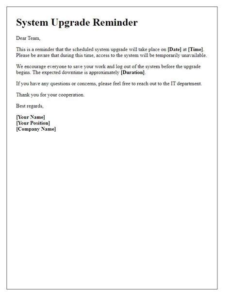 Letter Template For System Upgrade Notice Free Samples In Pdf Letterin