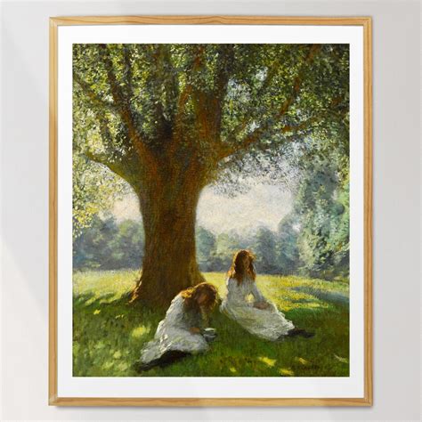 Girls Sitting Under A Tree Impressionist Painting High Quality Art Print Antique Painting
