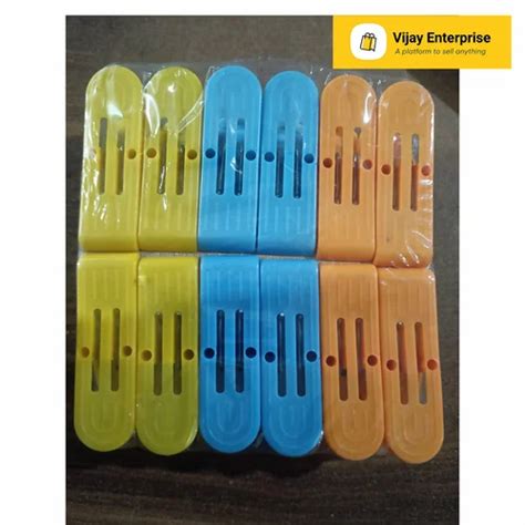 12 Yellowblue And Orange Plastic Cloth Clips For Cloths 2 Inches At