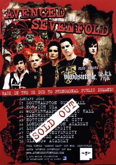 Avenged Sevenfold St 2008 Uk Tour Poster Print Prints4u